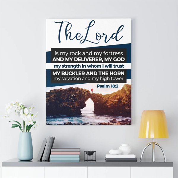 Blue Elephant The Lord Is My Rock Psalm 18:2 KJV - Wrapped Canvas Print ...