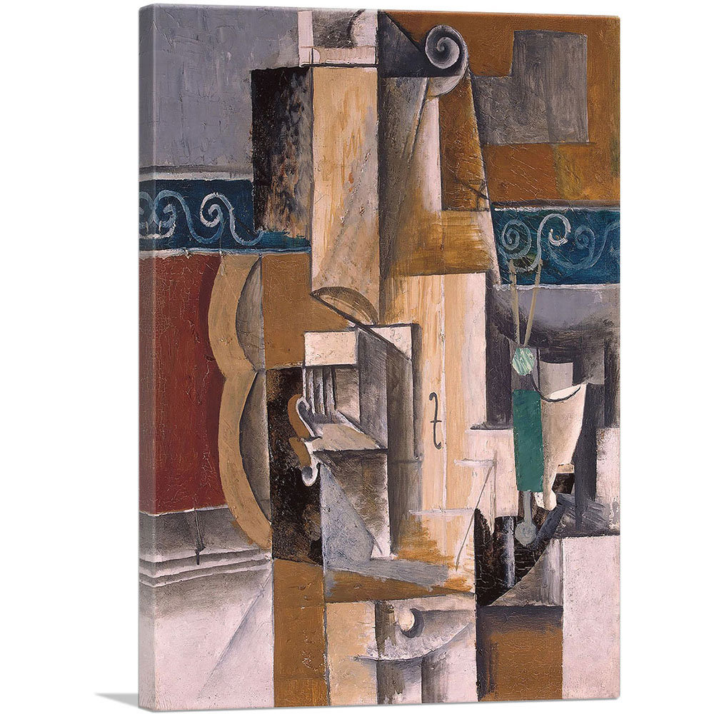 ARTCANVAS Guitar and Violin 1912 by Pablo Picasso - Wrapped Canvas ...