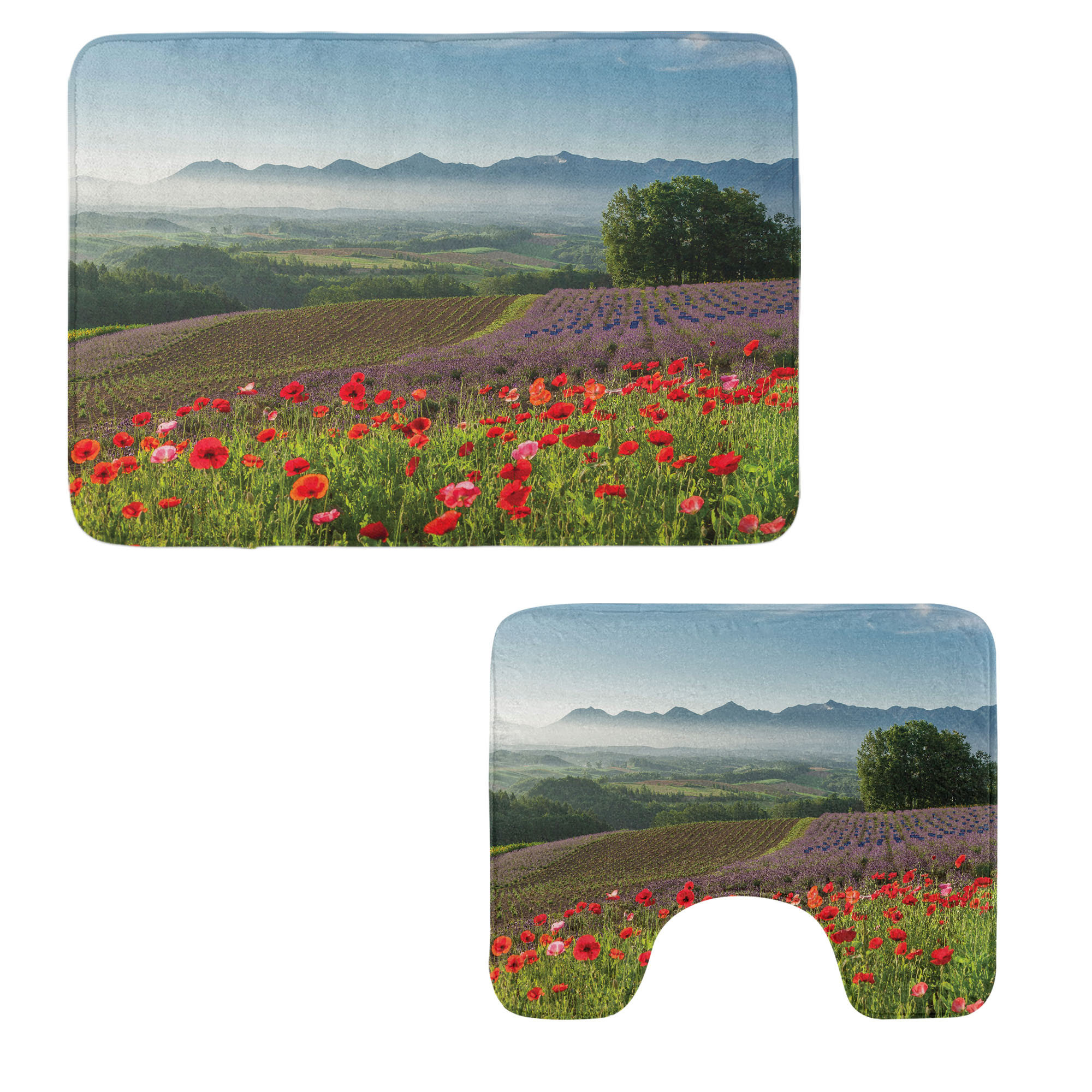 East Urban Home Poppy Flower Bathroom Rug Set 2 Pieces Rectangle ...