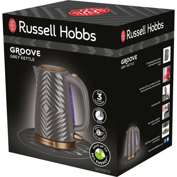 Russell Hobbs Groove 1.7L Textured Plastic Electric Kettle & Reviews ...