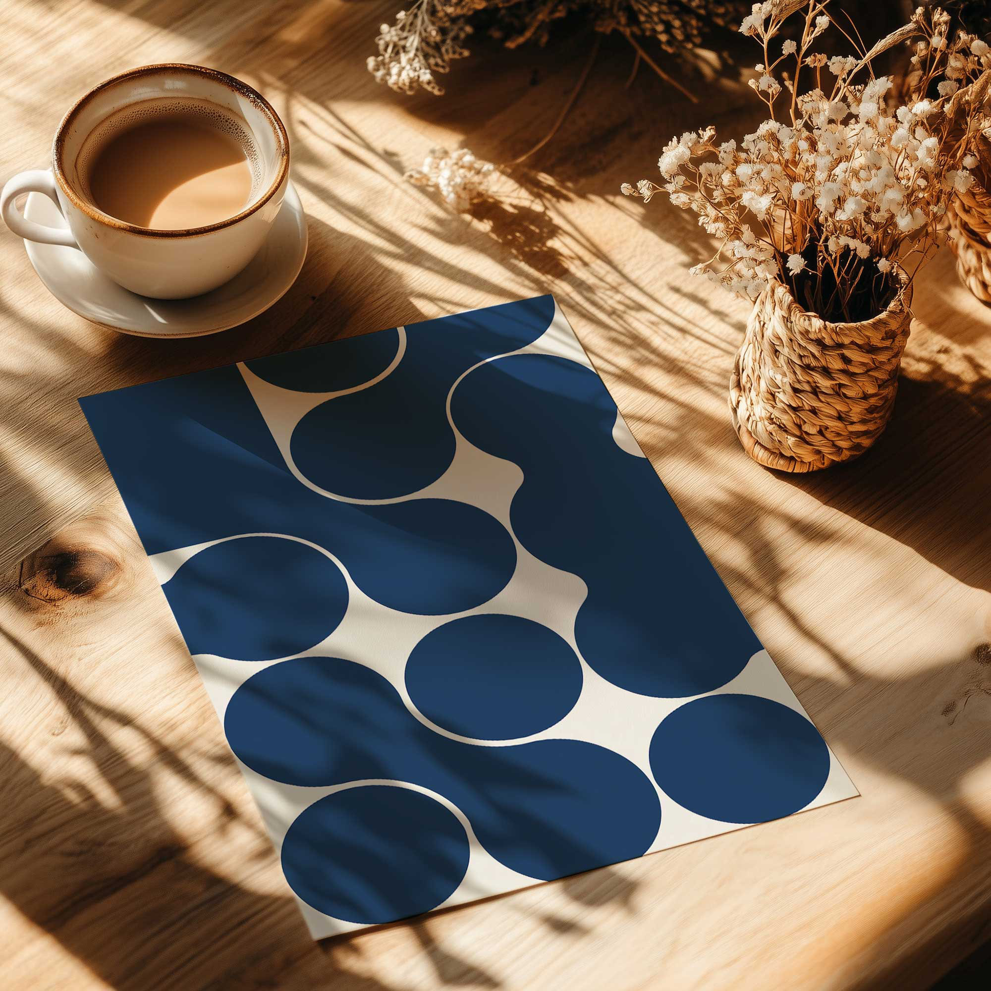 Wrought Studio™ Sculptural Blue Geometry Print | Wayfair