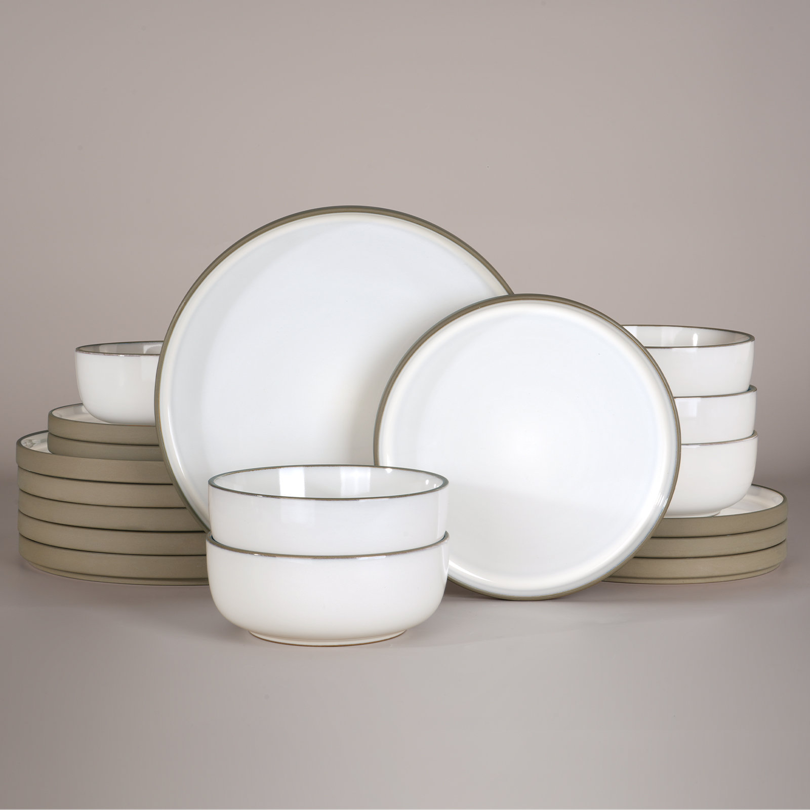 Famiware 18 Pieces Stoneware Dinnerware Set, Plates And Bowls Set For 6 ...