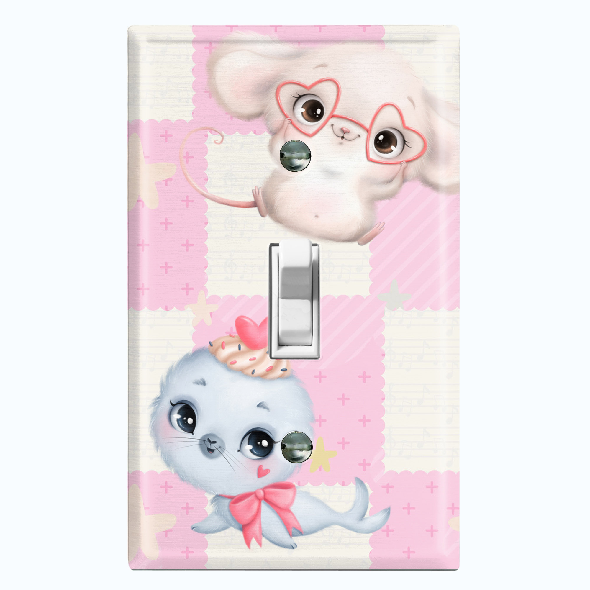 WorldAcc Cute Nursery Mouse Friend Heart 1-Gang Toggle Light Switch ...