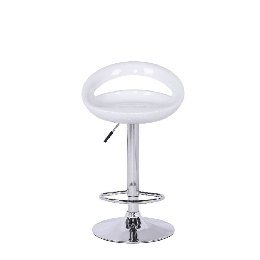 Orren Ellis Plark White Adjustable Stool With Chrome Pedestal Base ...
