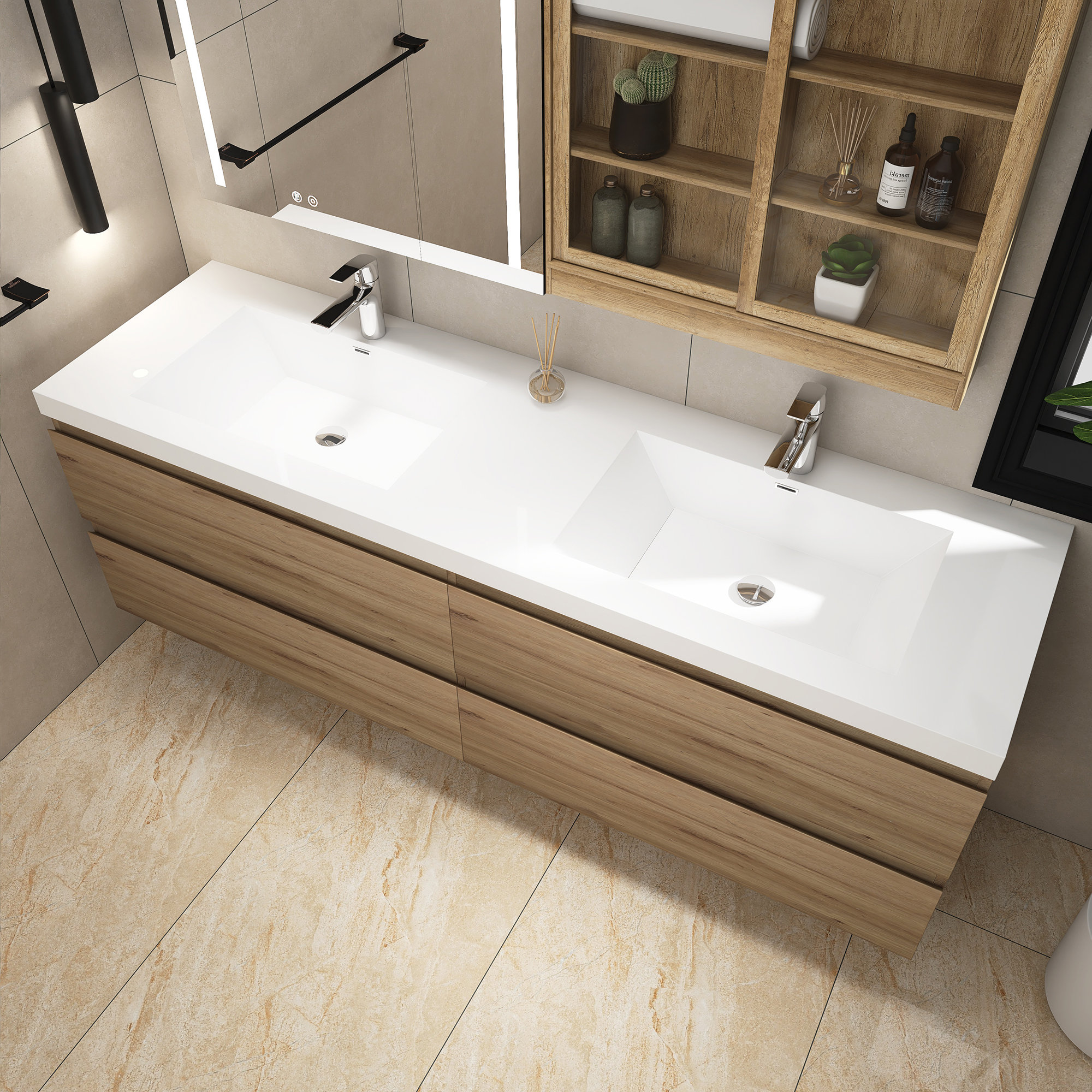 Latitude Run® Reaiah 71'' Double Bathroom Vanity with Resin Top | Wayfair