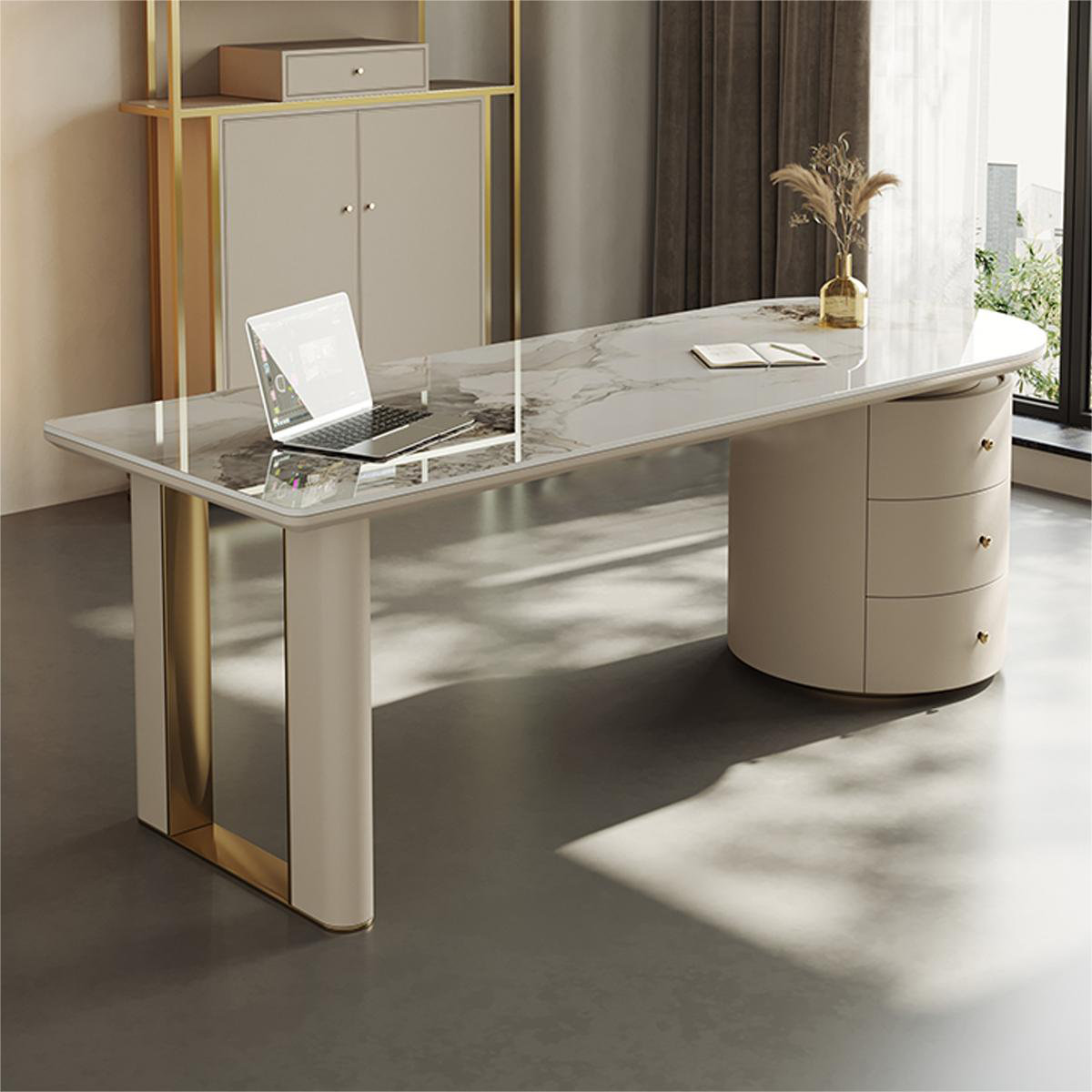 Mercer41 Picture colour Half-circle Solid Wood with 3 drawers Executive ...