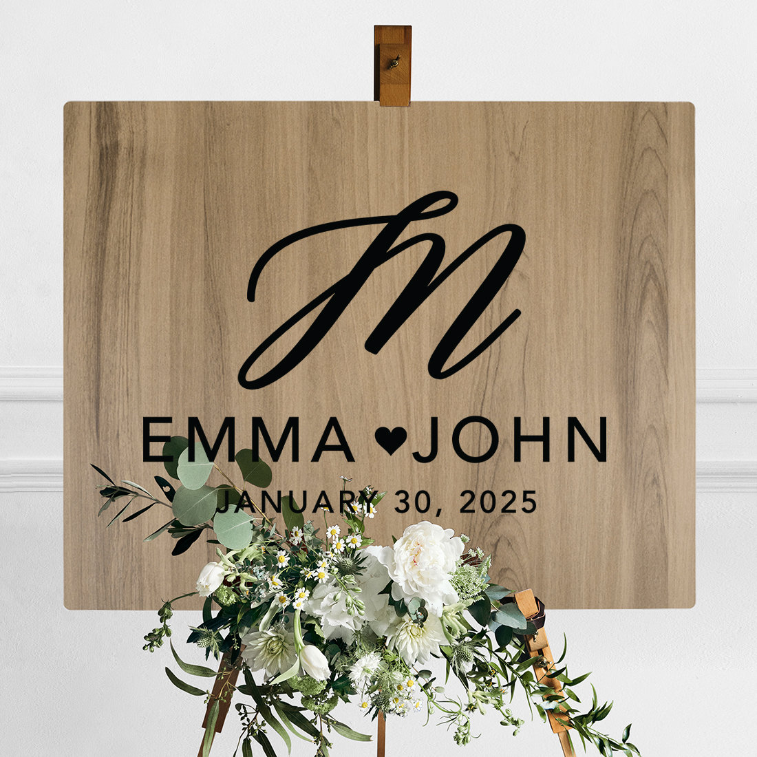Koyal Wholesale Wooden Script Monogram Welcome Sign | Wayfair