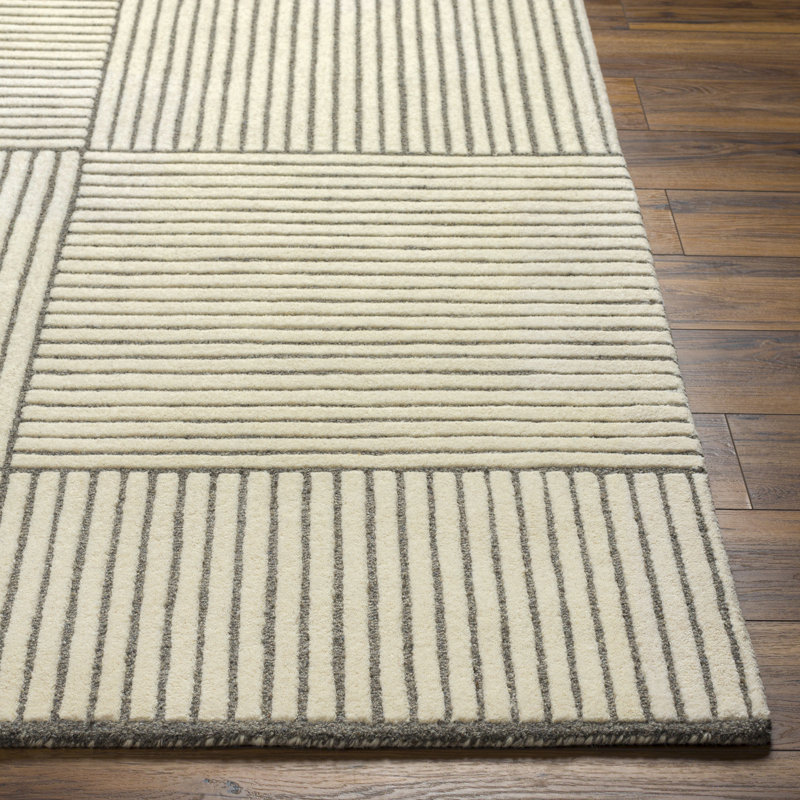 Wade Logan® Handmade Hand Tufted Wool Gray/Cream Rug | Wayfair