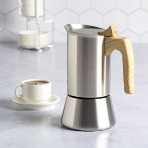 Primula Stainless Steel Stovetop Espresso Maker With Wood Look Handle ...