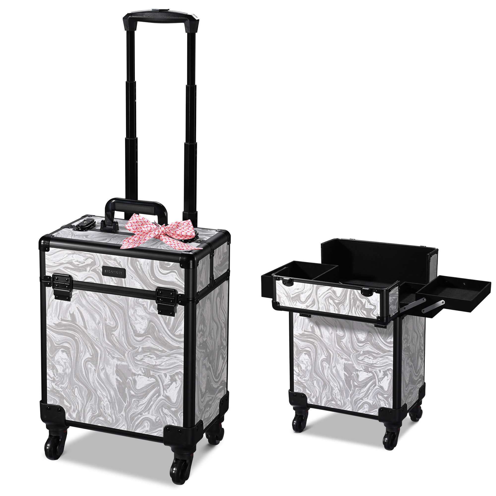Everly Quinn Rolling Makeup Train Case Cosmetic Trolley Organizer | Wayfair