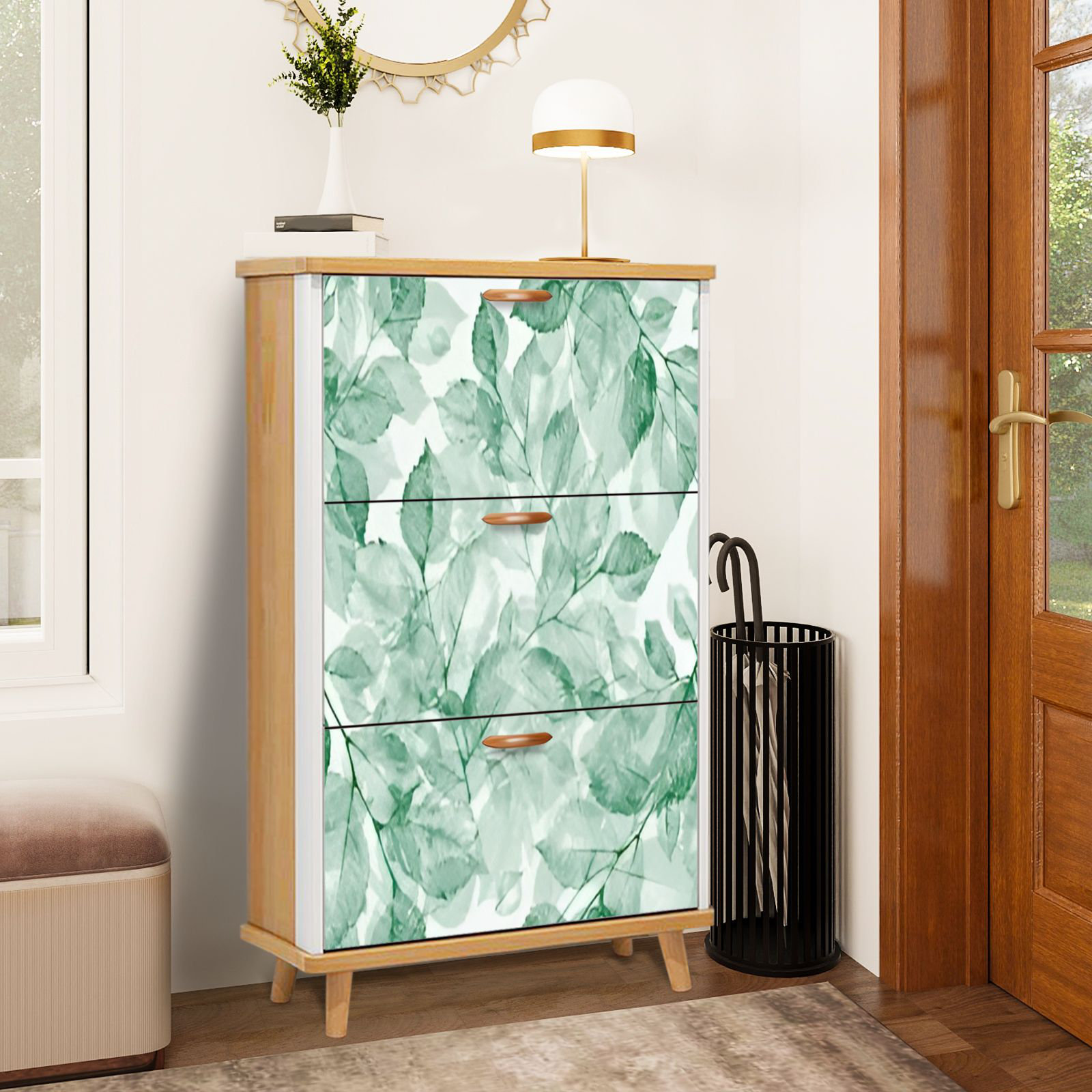 East Urban Home Shoe Storage Cabinet with 3 Flip Drawers for Watercolor ...