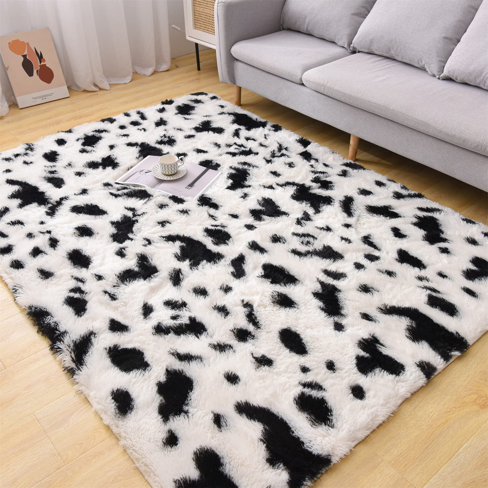 Mercer41 Cute Cow Print Rug Fun Faux Cowhide Area Rug Animal Hide ...