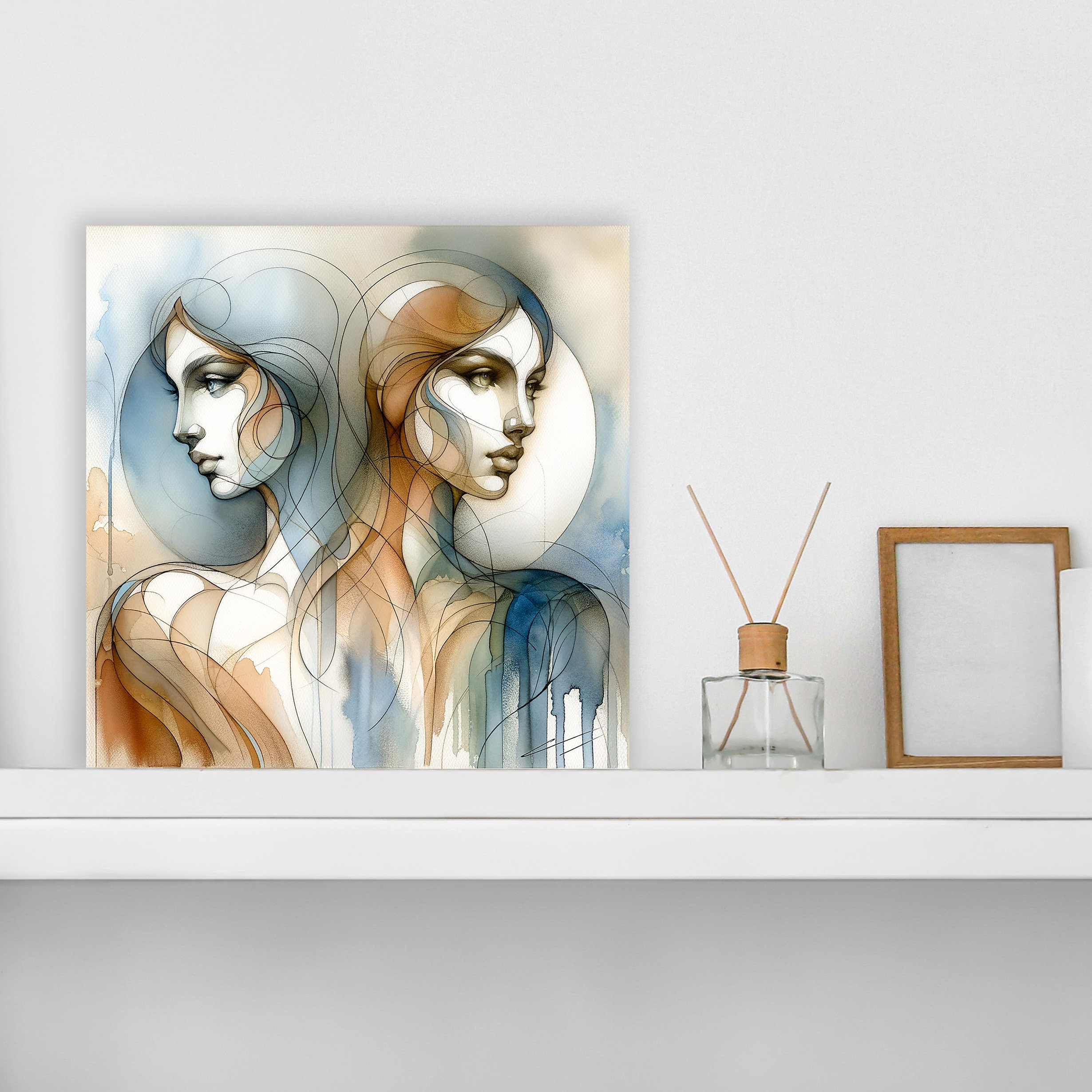 House of Hampton® Ethereal Dual Faces Abstract Line Art - Wrapped ...