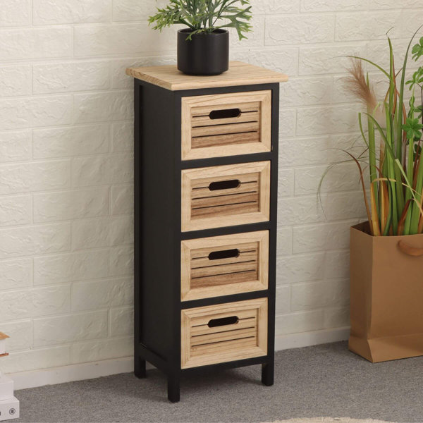 17 Stories Ribal 4 Drawer Black and Oak | Wayfair.ie
