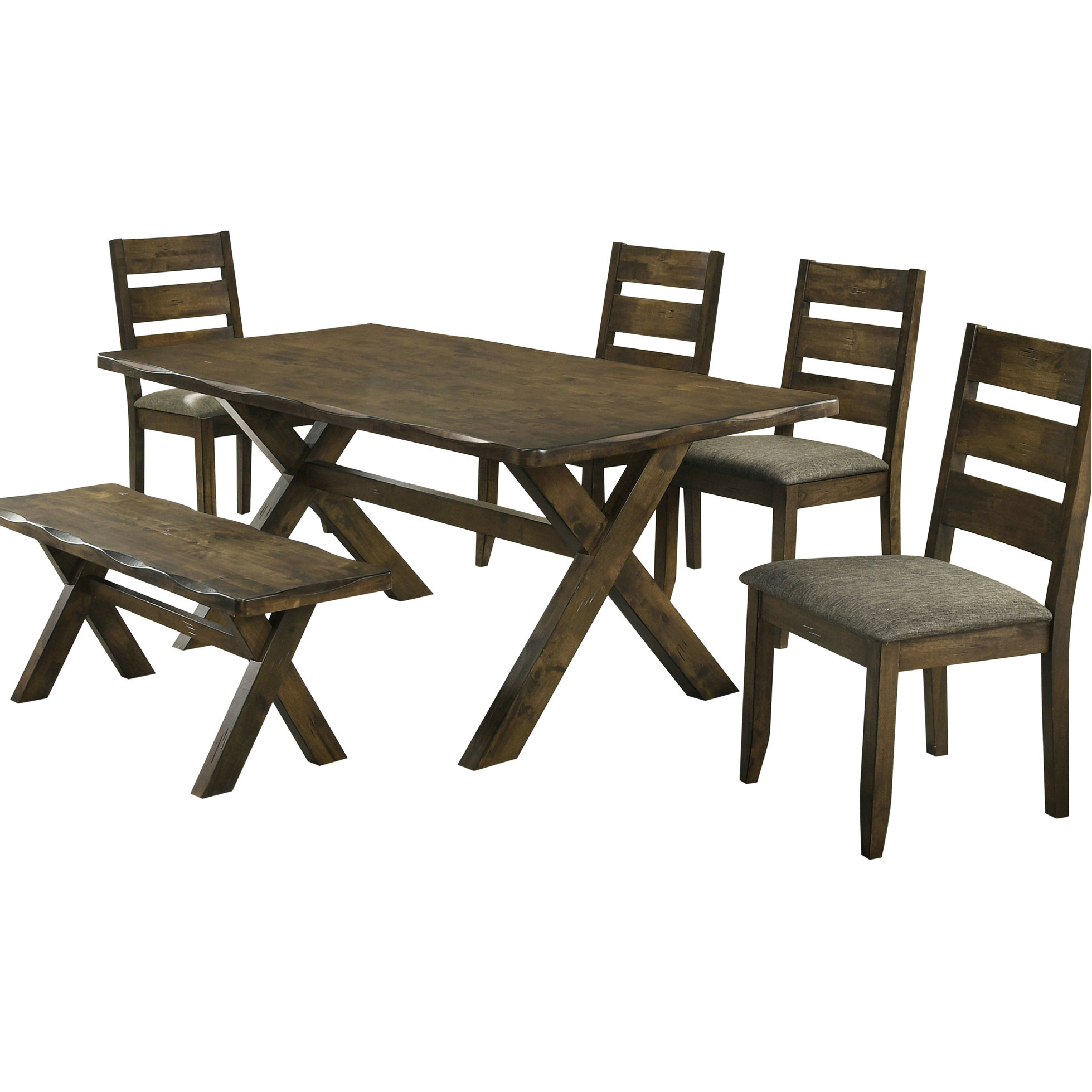 One Allium Way® 6 Rustic Dining In Knotty Nutmeg, Rectangular Table ...