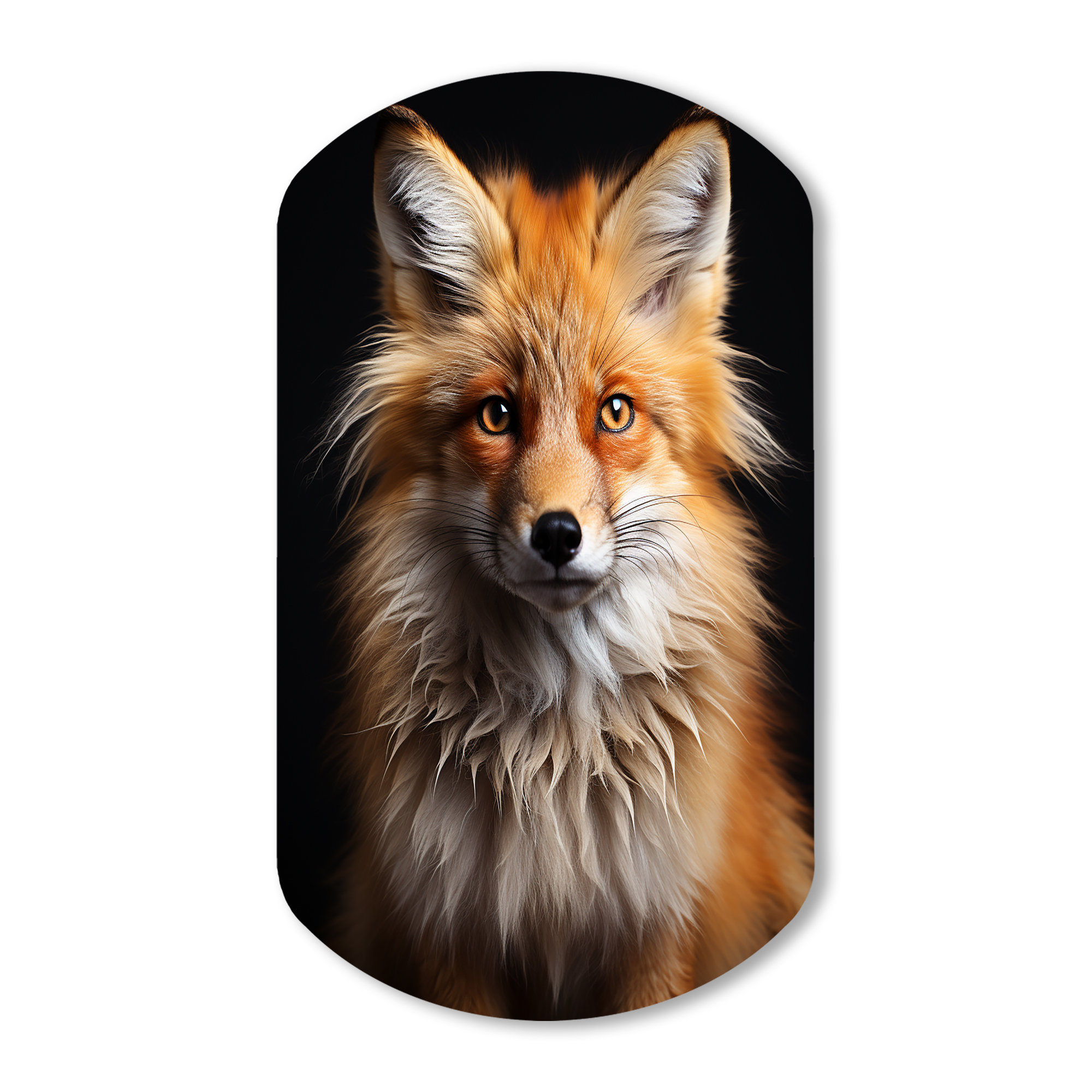 Design Art Orange Fox Guardian - Fox Cylinder Shape Asymmetric Metal ...