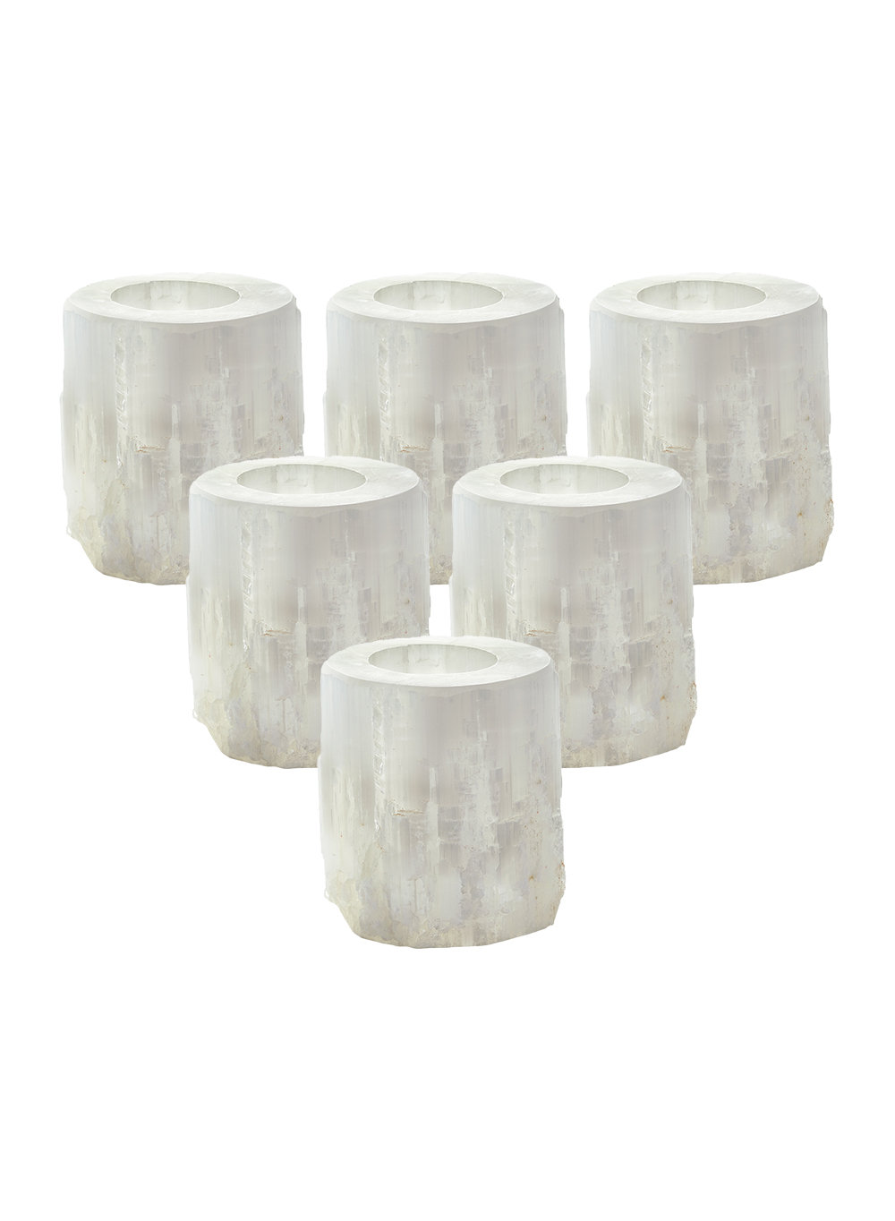 Gracie Oaks 5" Selenite Tealight Candle Holder, Set Of 6, Natural ...