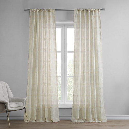 Highland Dunes Larsen Faux Linen Sheer Curtains for Bedroom, Living ...