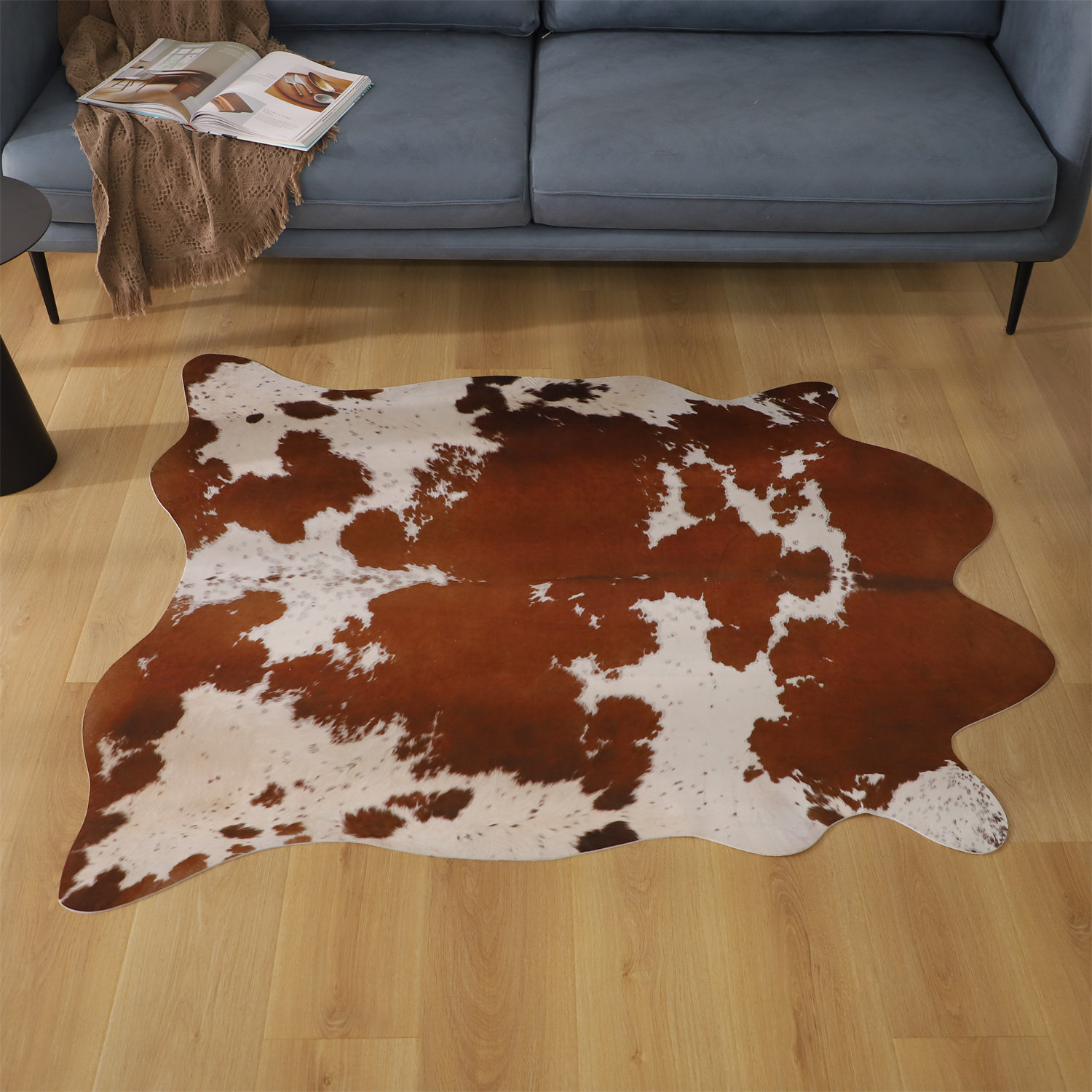 Union Rustic Faux Cowhide Animal Print Area Rug, Country Western Rug ...