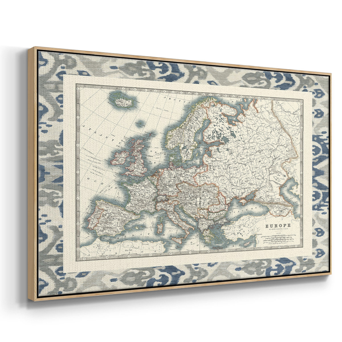 Wexford Home Bordered Map Of Europe Framed On Canvas Painting | Wayfair