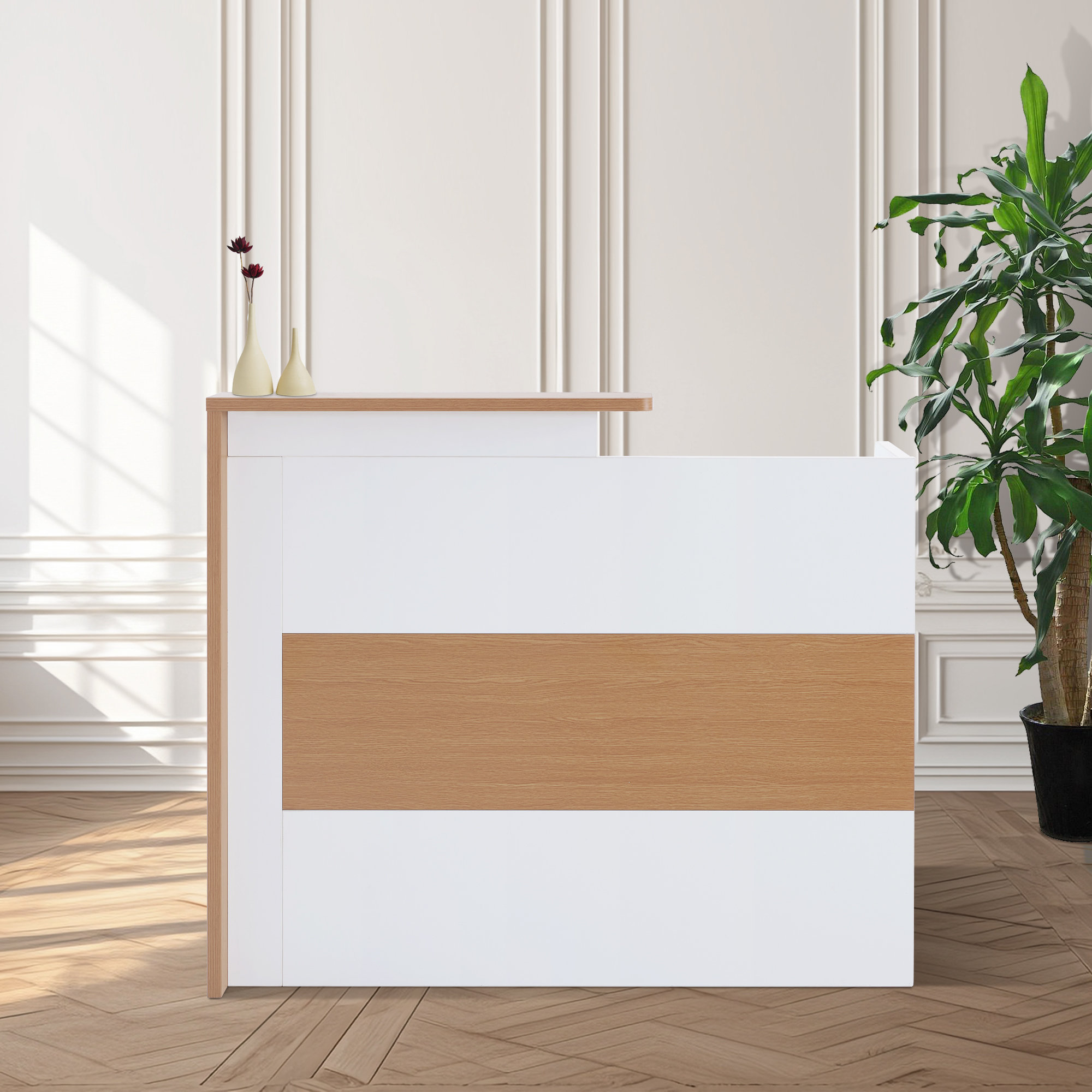 Ebern Designs Juwuan Rectangular Manufactured Wood Reception Desk ...