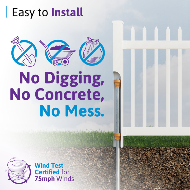 WamBam No-Dig Fence 4ft Tall (1 Post) No Dig WamBam Finishing Post with ...