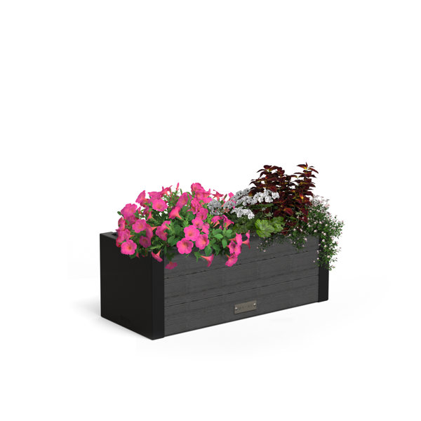 Ebern Designs Mayne Horizon Outdoor Window Box Planter – Modern Slatted ...