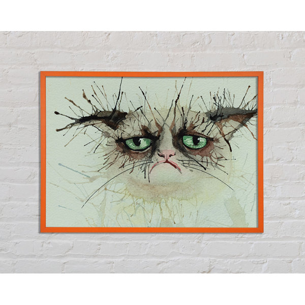 August Grove Grumpy Cat Watercolour Splat - Single Picture Frame Print ...