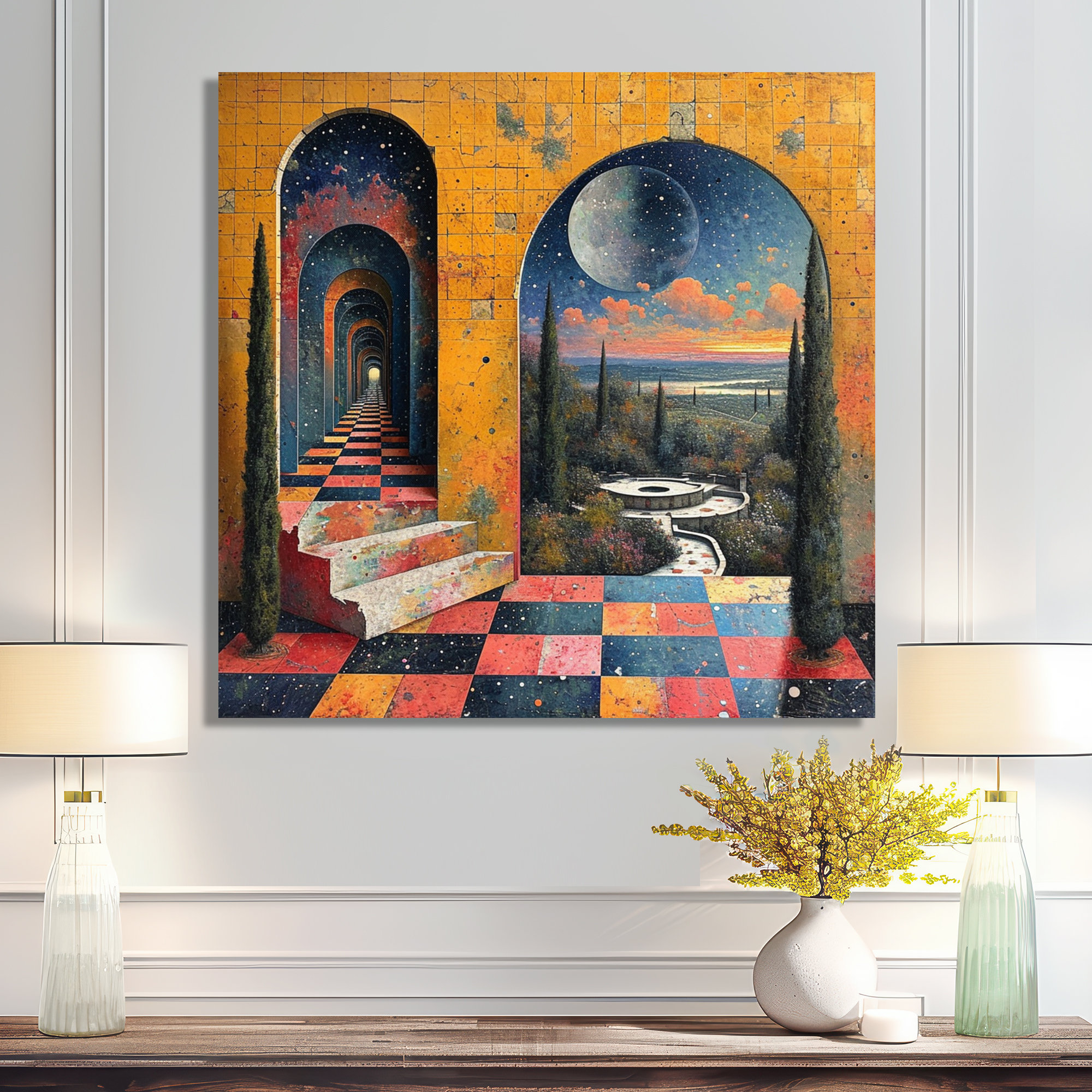 Winston Porter Retro Futuristic Surrealism Infinity Hall - Cityscape ...