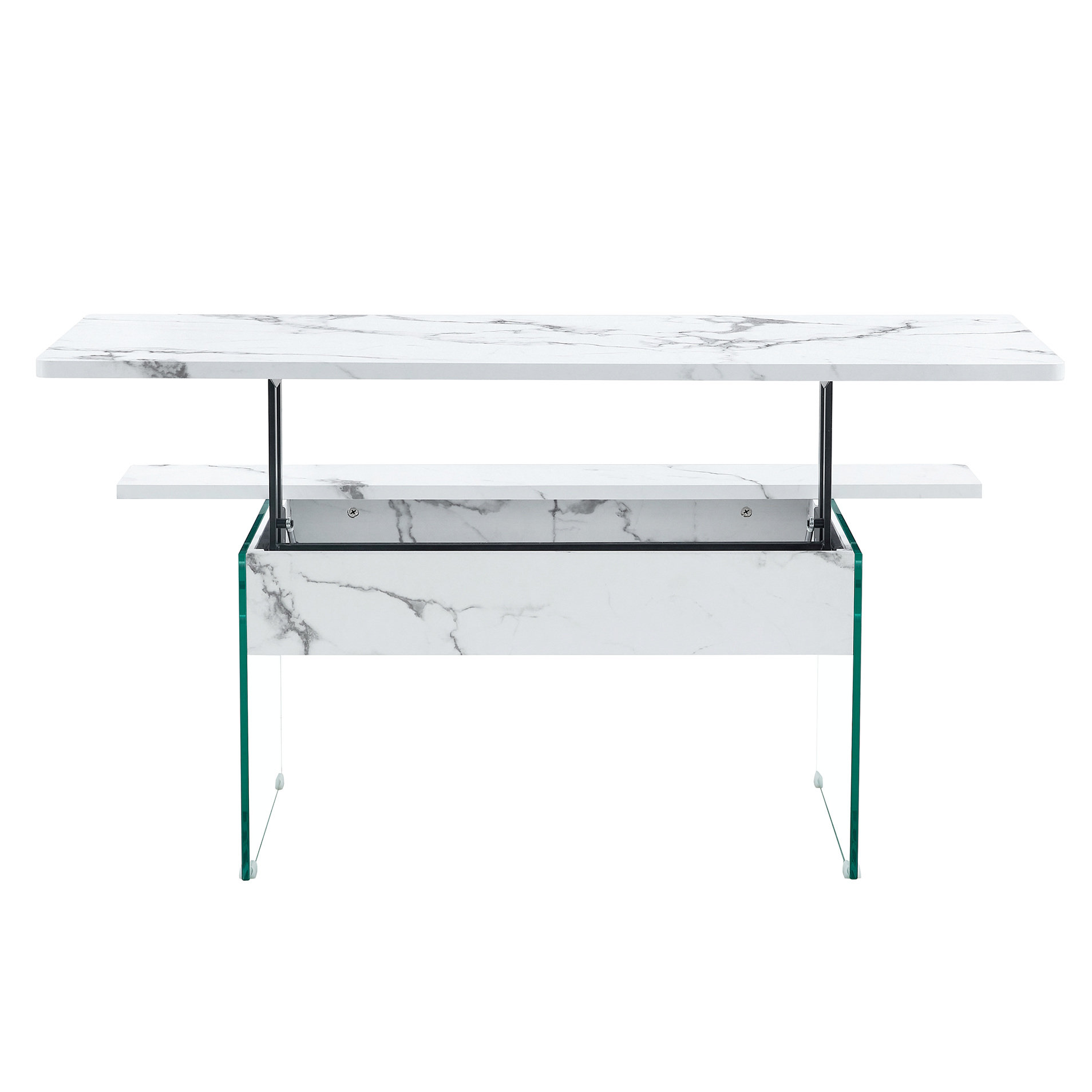 Ivy Bronx Versatile Lift Top Coffee Table With Black Marble Sticker And ...