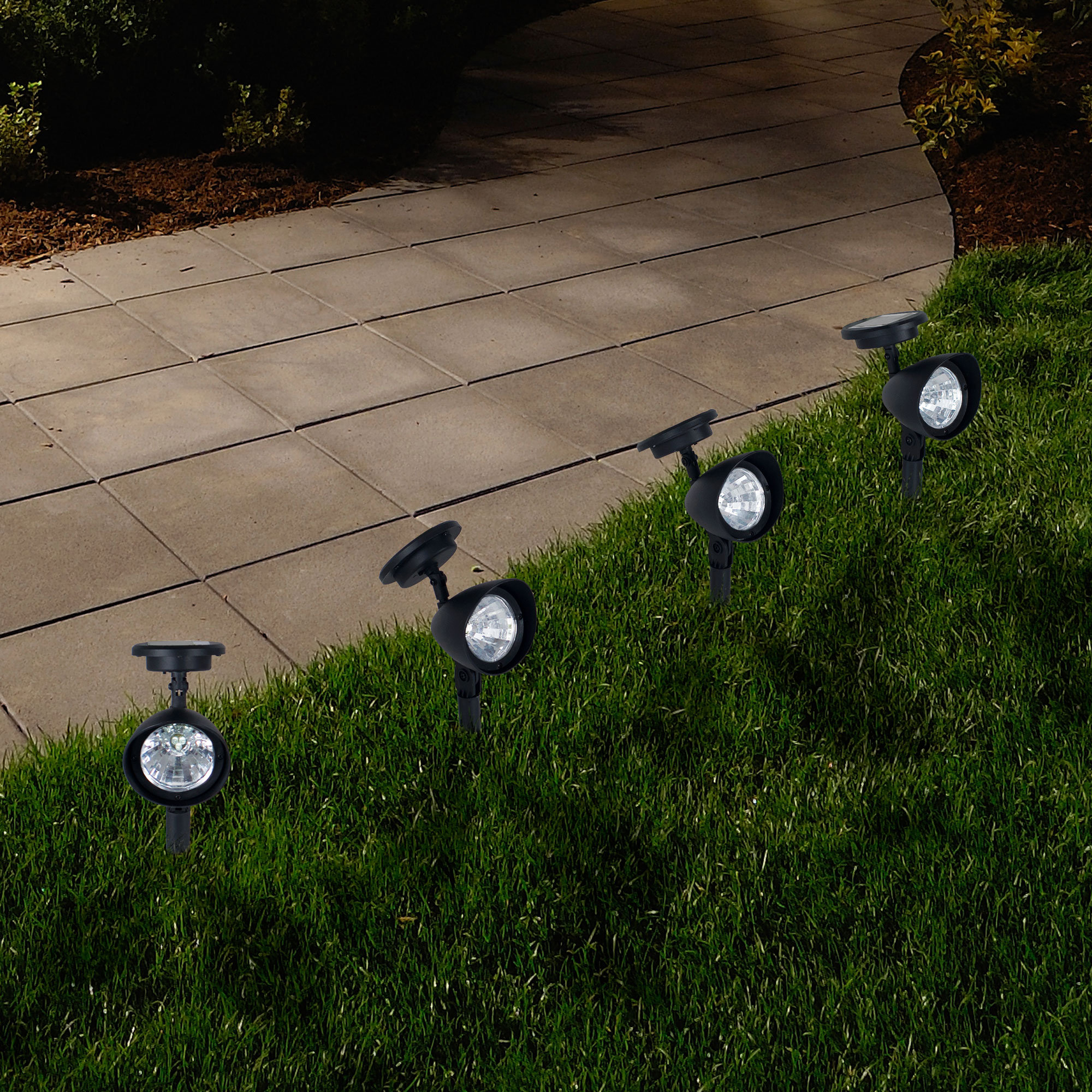 Pure Garden Outdoor Solar Powered LED Lights Stainless-Steel LED Lights ...