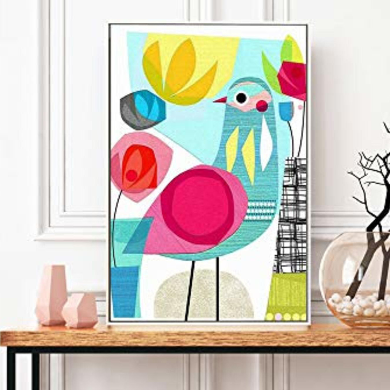 IDEA4WALL Abstract Bird House Framed On Canvas Graphic Art | Wayfair