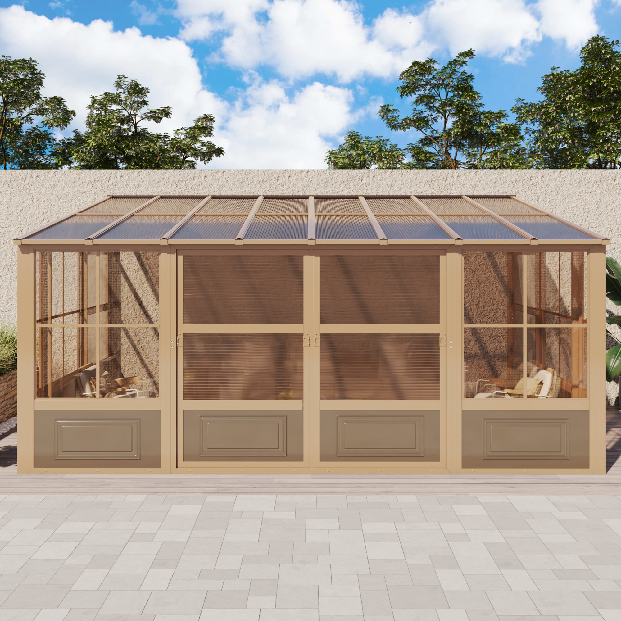 EROMMY 10 Ft. W X 16 Ft. D Wall Mounted Gazebo, All-season Aluminum ...