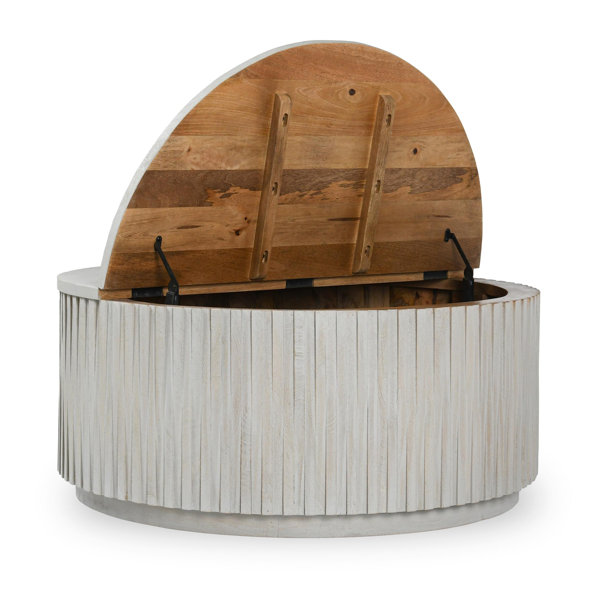 Joss & Main Sylvia Solid Wood Drum Coffee Table with Storage & Reviews ...