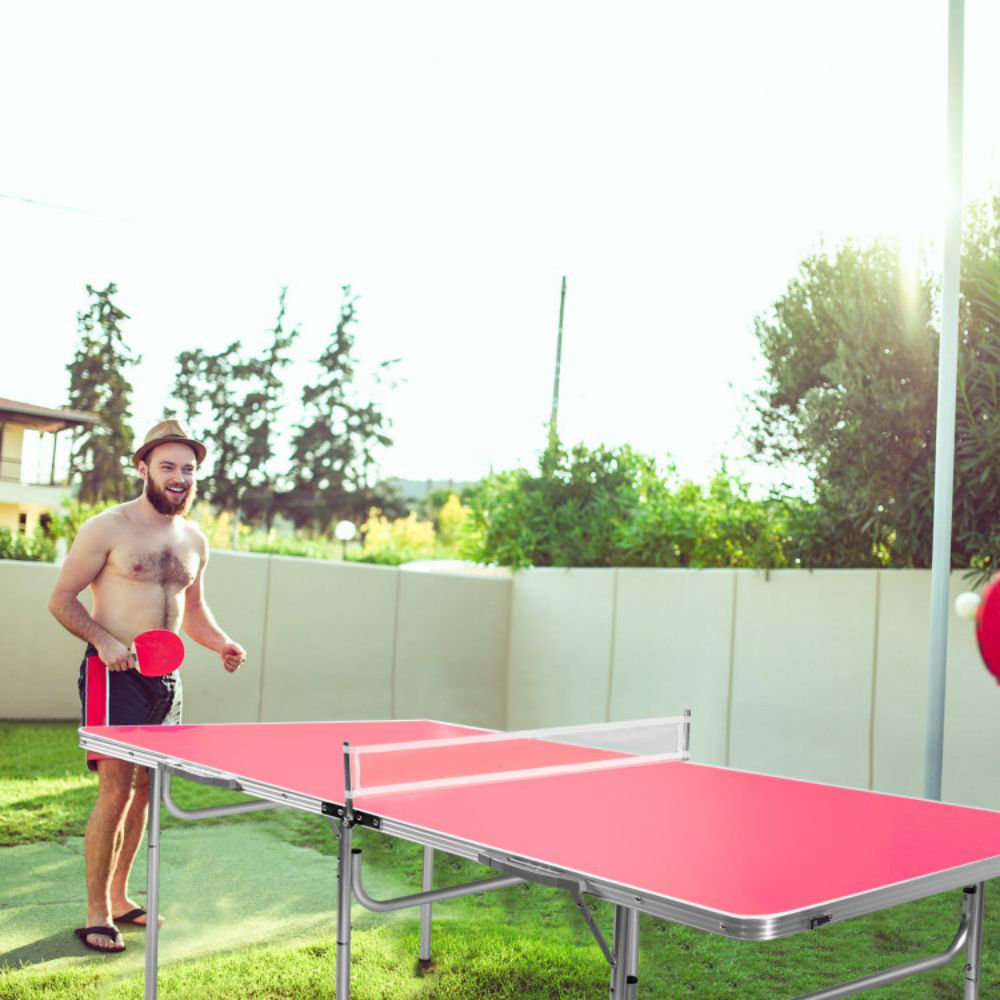 Costway Regulation Size Foldable Indoor Table Tennis Table with Paddles ...