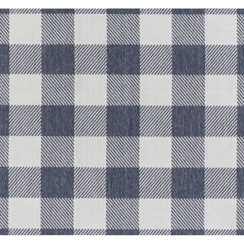 August Grove® Riko Gingham Blue/White Indoor / Outdoor Area Rug | Wayfair
