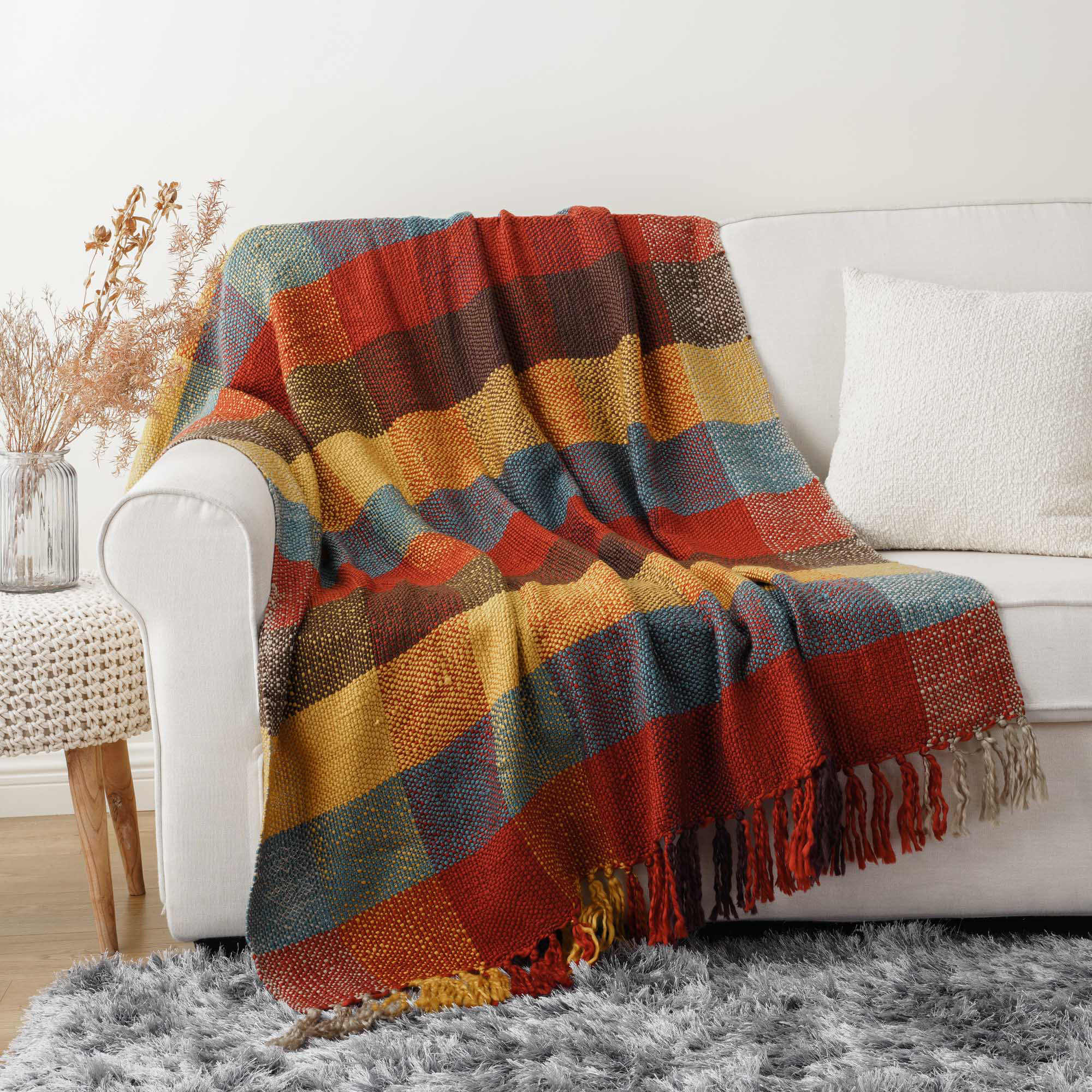 Battilo Home Cross Woven Plaid Colorful Throw Blanket & Reviews | Wayfair