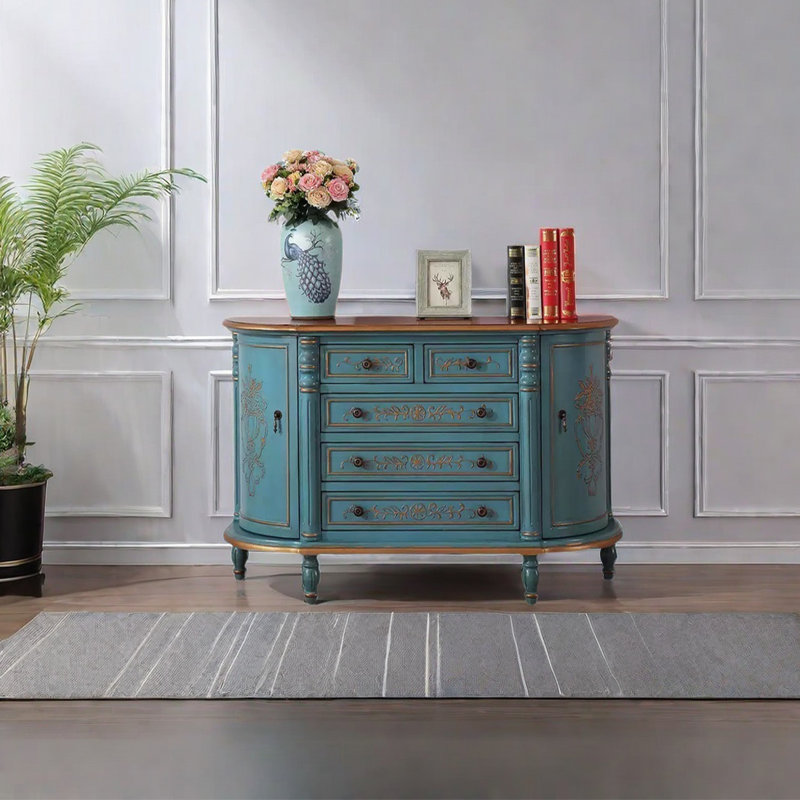 Ruthber Solutions European style half-circle painted accent cabinet ...