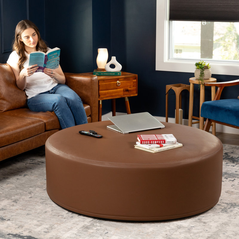 Latitude Run® Candler Round Couch Ottoman – Oversized Giant Coffee ...