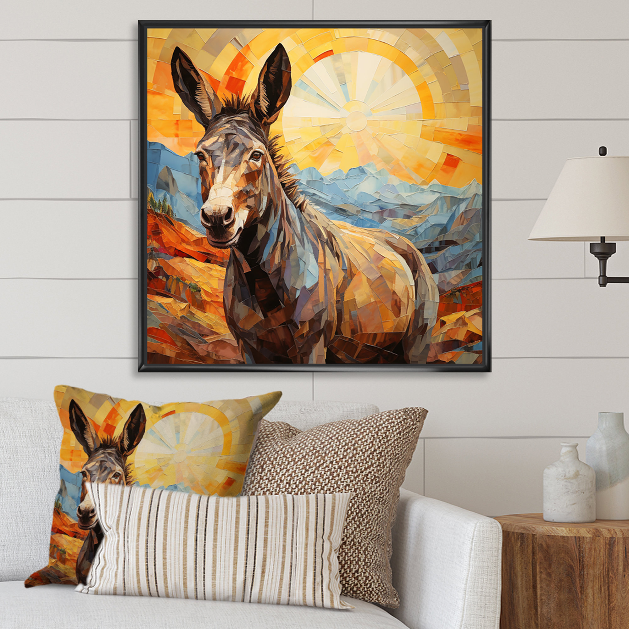 August Grove® Patchwork Donkey Pastures III - Donkey Wall Art | Wayfair