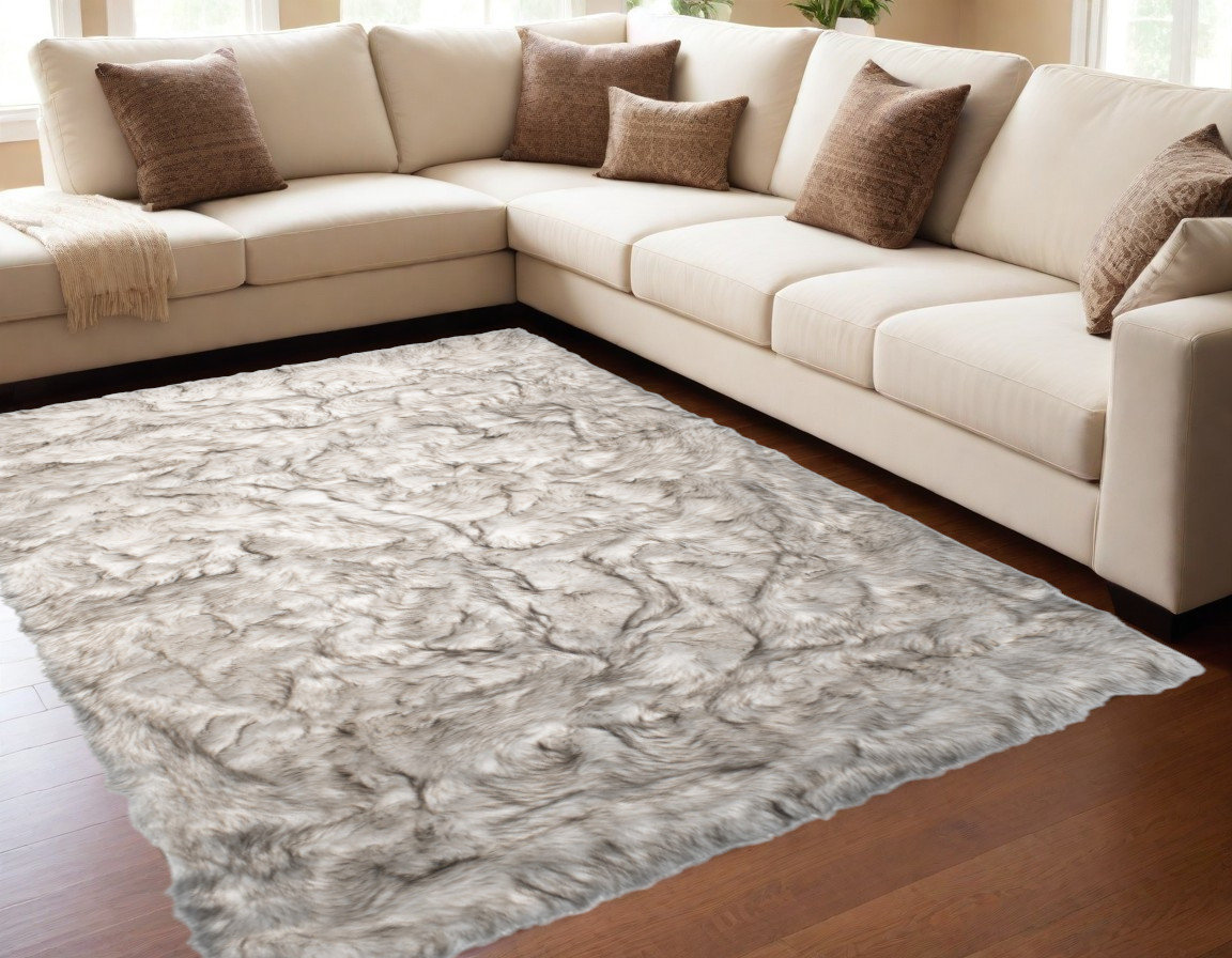 HomeRoots 5' X 8' Chocolate Faux Fur Ombre Non Skid Area Rug - Wayfair ...