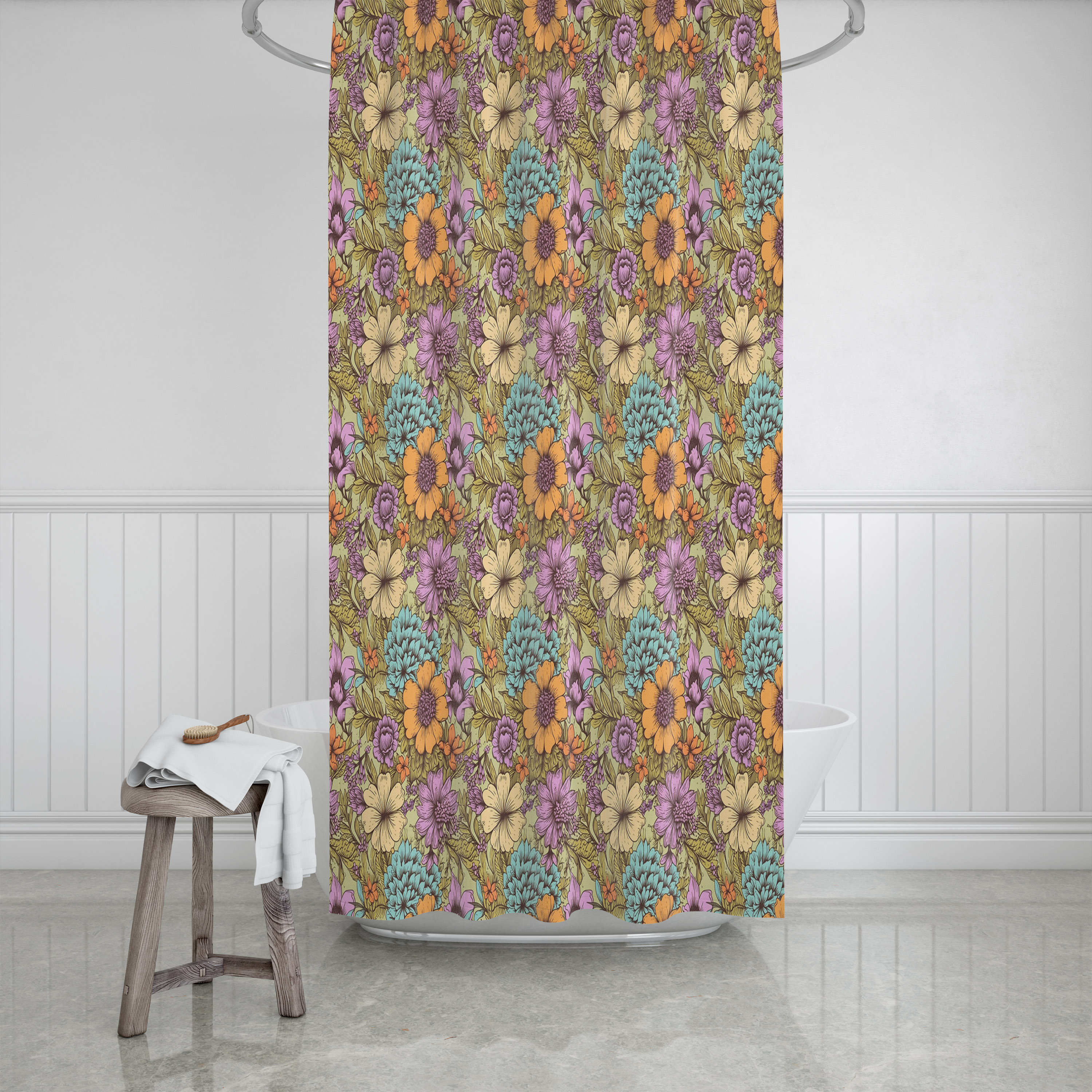 East Urban Home Desmend Floral Shower Curtain | Wayfair