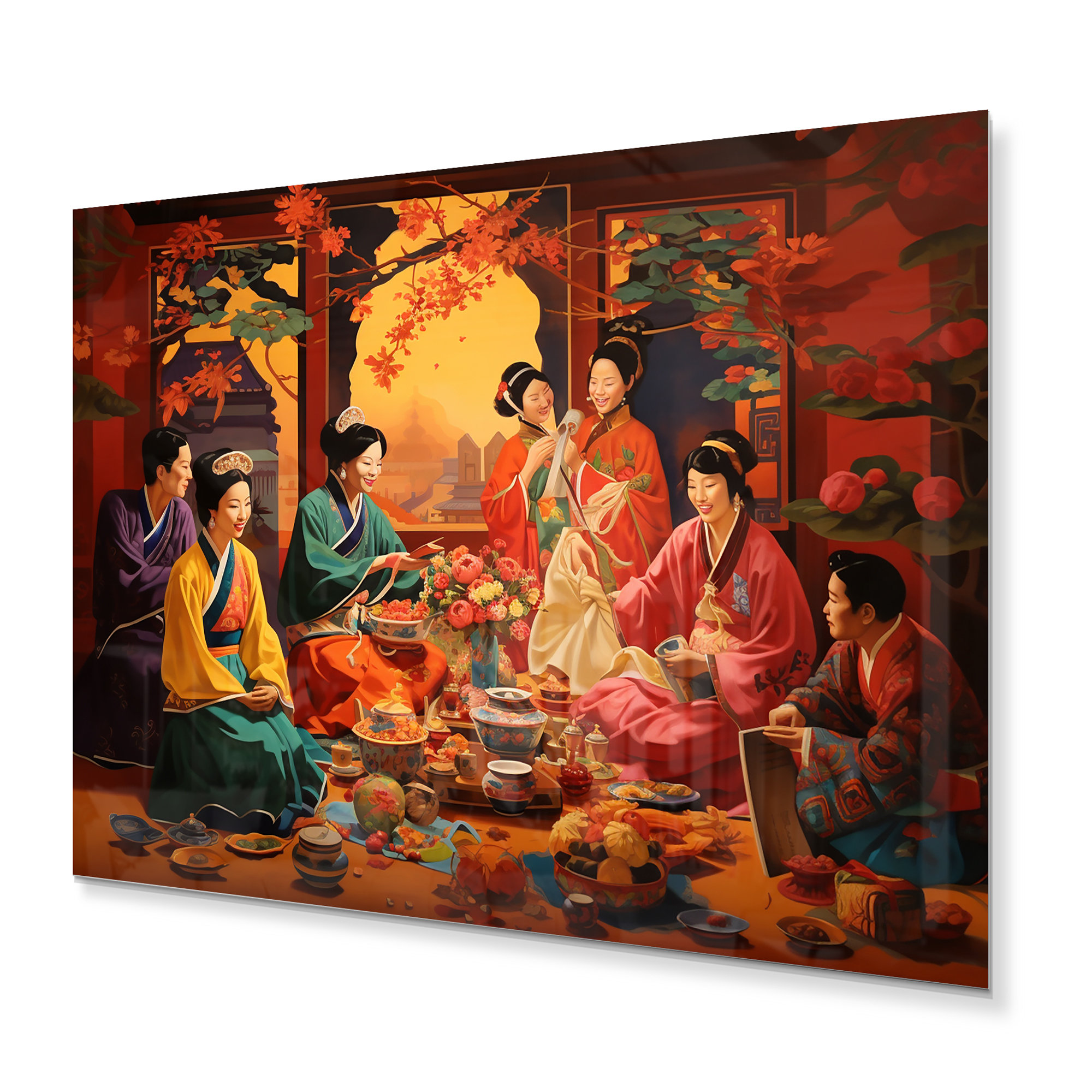 Red Barrel Studio Asian Art Festive Celebration - Asian Art Metal Art ...