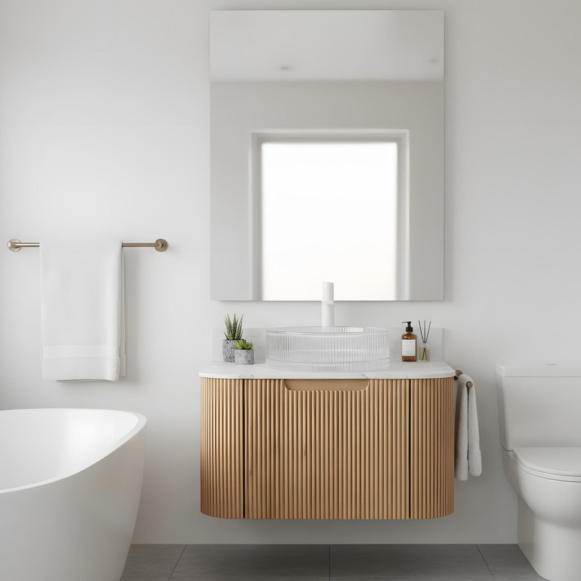 George Oliver Salle de bain murale 30 "avec lavabo rond en verre et ...
