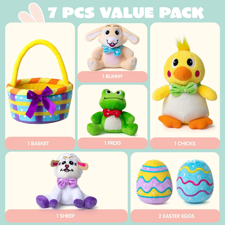 The Holiday Aisle® 7pcs My First Easter Basket Stuffed Animal Plush ...