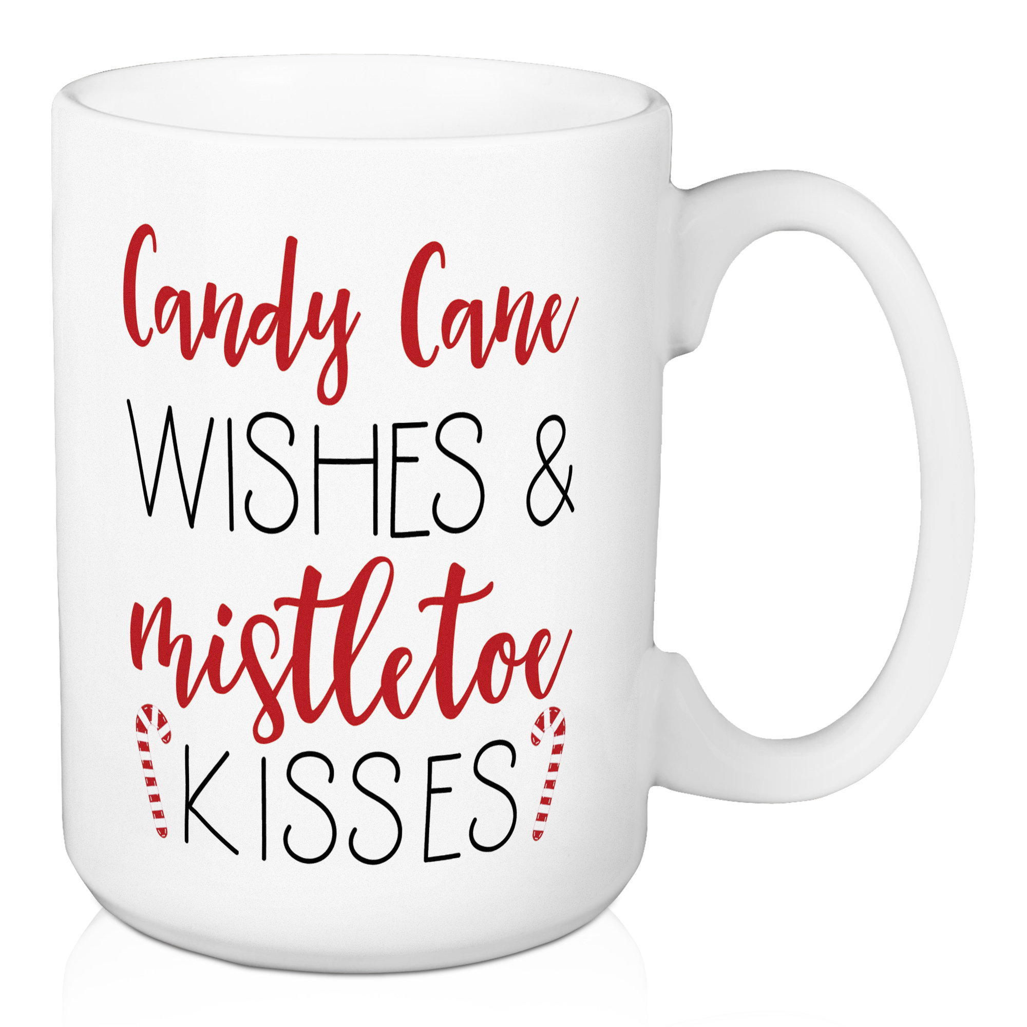 The Holiday Aisle® Cano Candy Cane Wishes & Mistletoe Kisses Coffee Mug ...