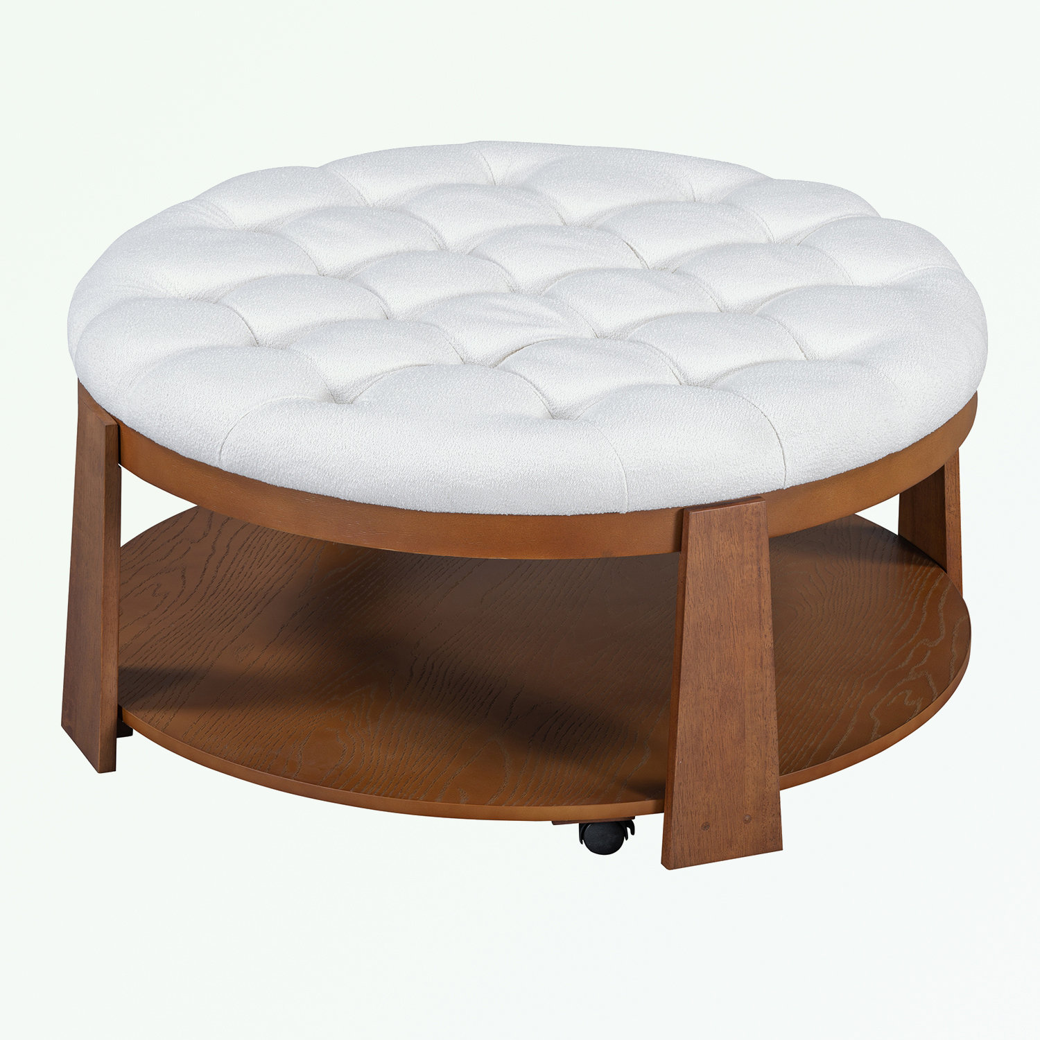 Latitude Run® Modern Large Round Coffee Table with Button Tufted and ...