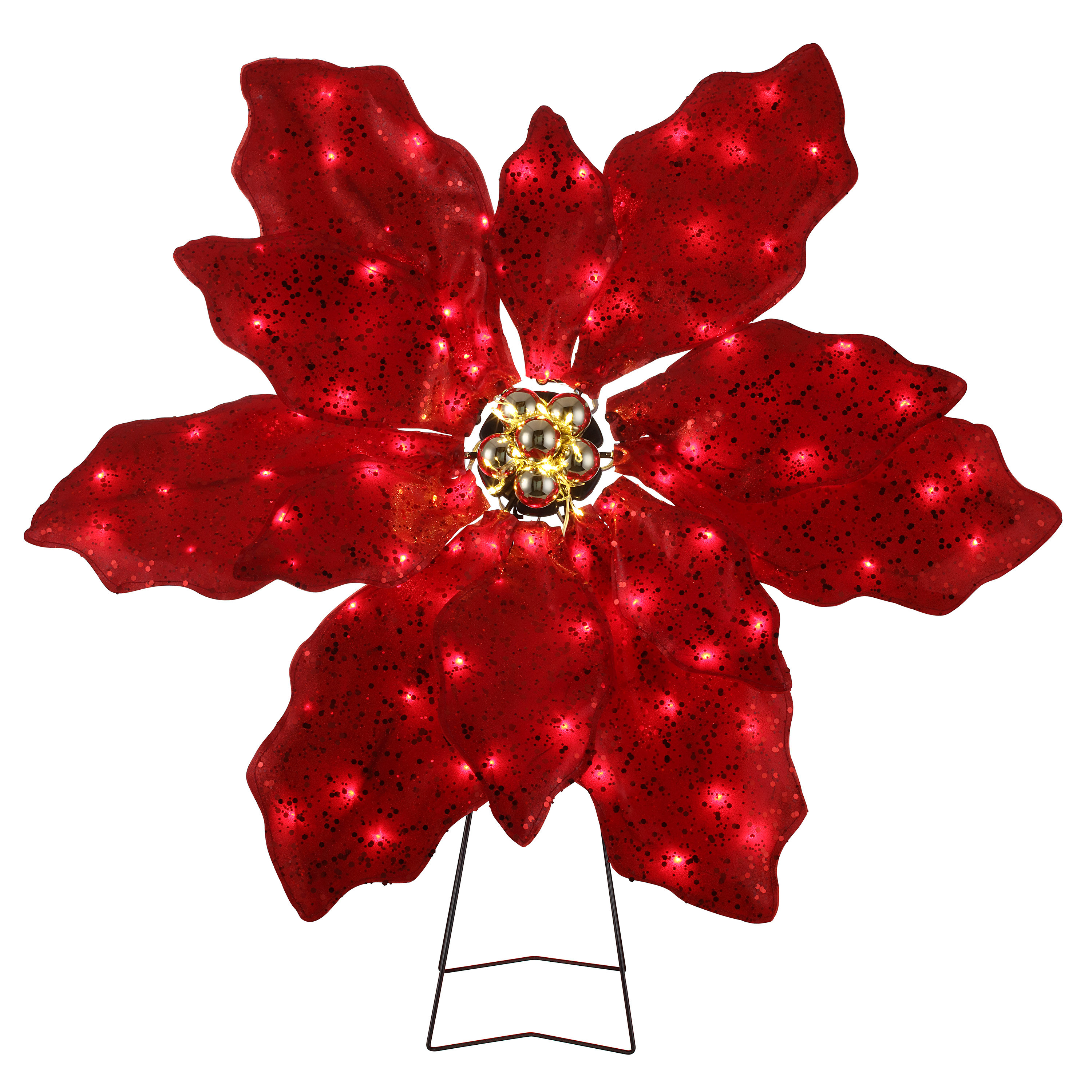 Mr. Christmas 35 in. Outdoor Twinkling LED Poinsettia & Reviews | Wayfair