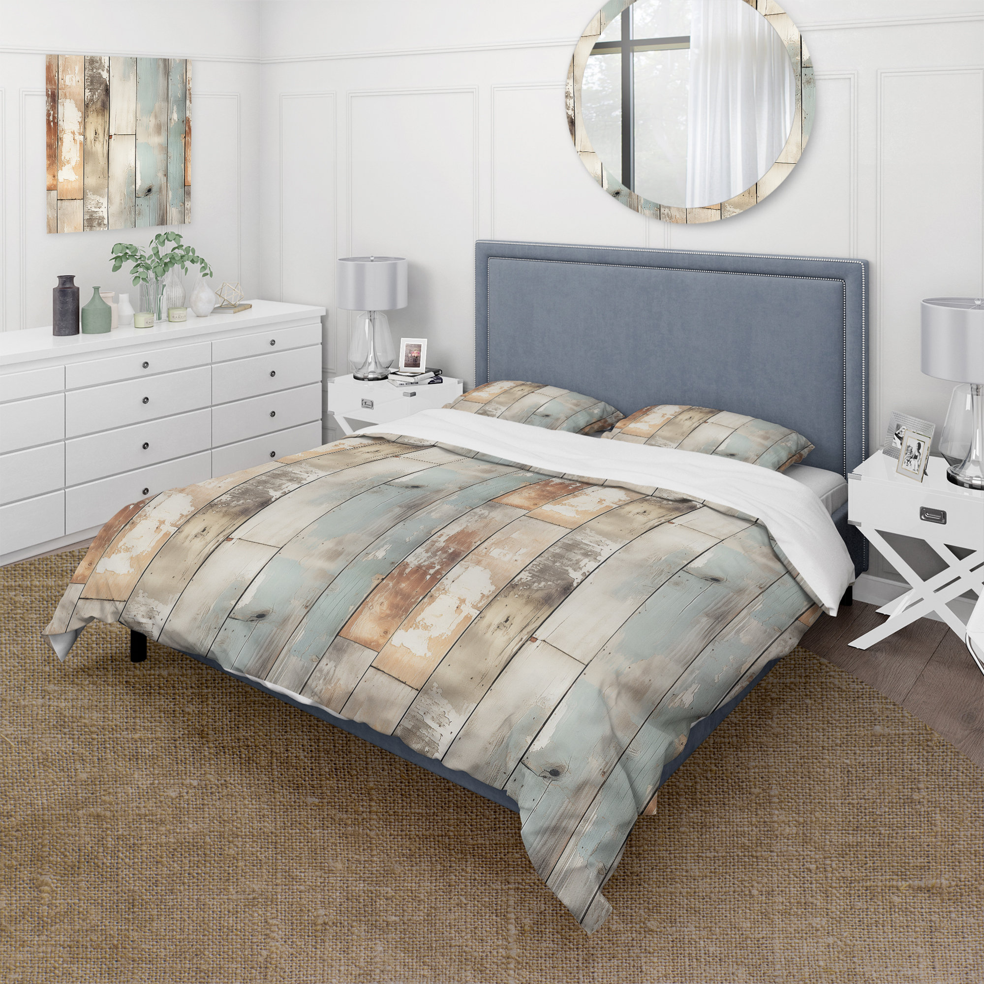 Design Art Rustic Farmhouse Wooden Planks III - Vintage Duvet Cover Set ...