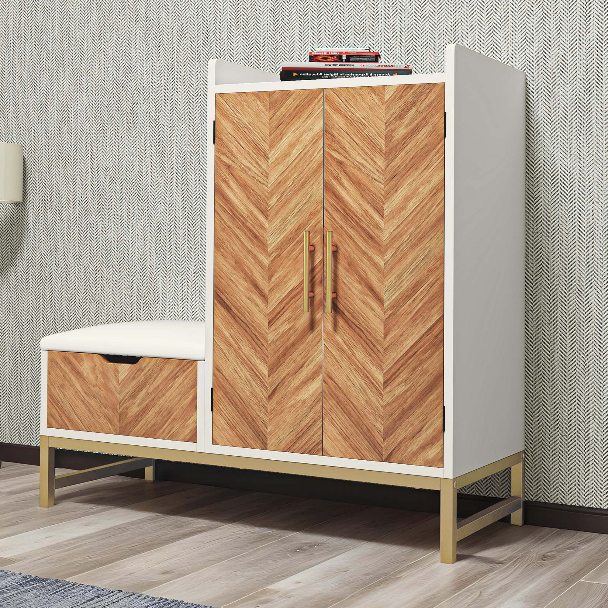 Everly Quinn 4-Tier Shoe Cabinet with Bench for Entryway & Organized ...